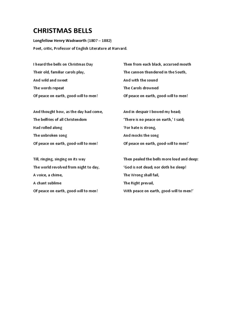 Christmas Bells: Longfellow Henry Wadsworth (1807 - 1882) | PDF