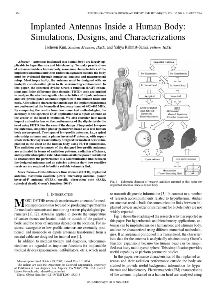 Implanted Antennas Inside A Human Body: Simulations, Designs, and ...
