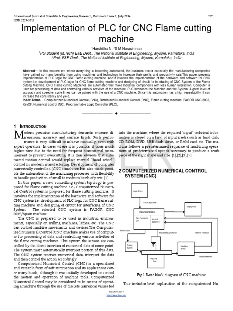 Implementation of PLC For CNC Flame Cutting Machine | PDF ...