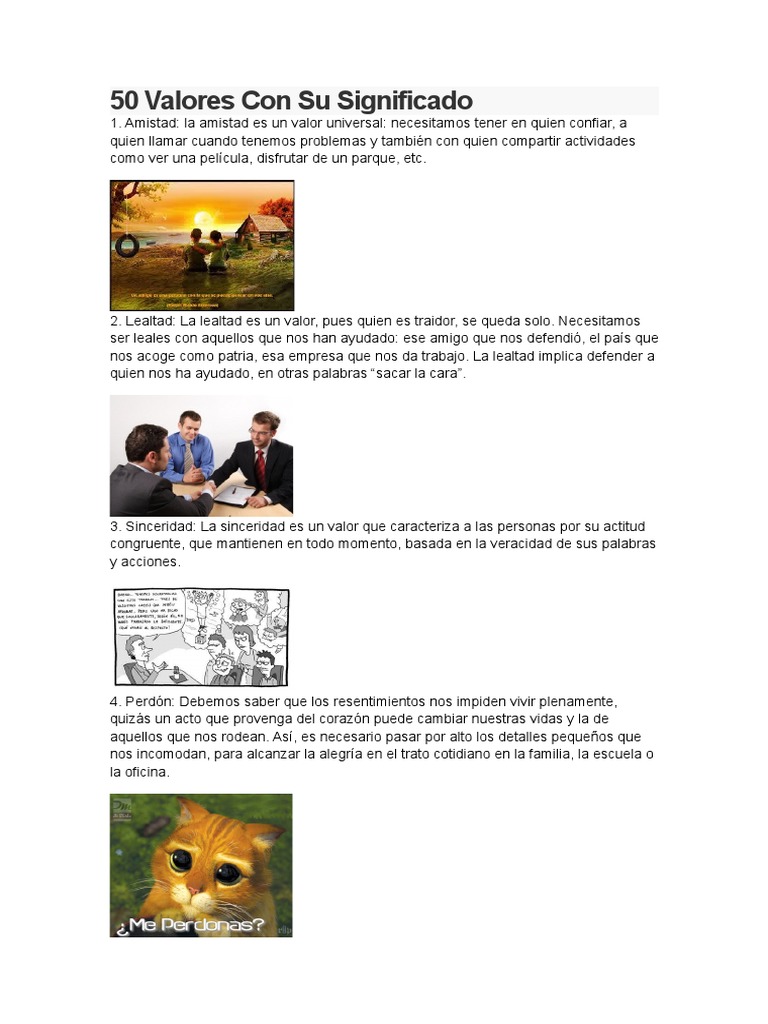 Valores 100 Con Definicion | PDF | Actitud (psicología) | Amor