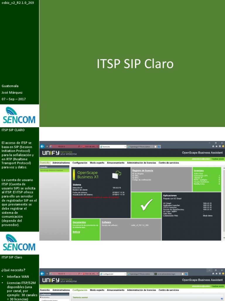 Osbiz X v2 - Itsp Sip Claro | PDF | protocolo de Iniciacion de Sesion ...