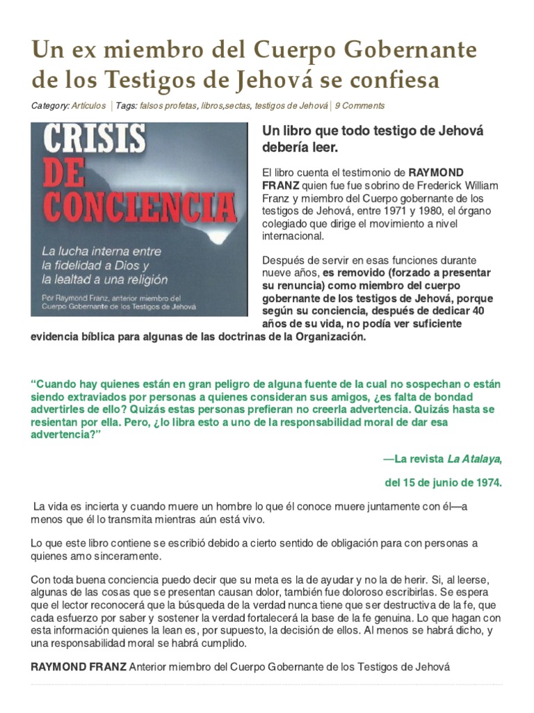 Confesiones de un Ex-Testigo de Jehová | PDF | Religión y creencia