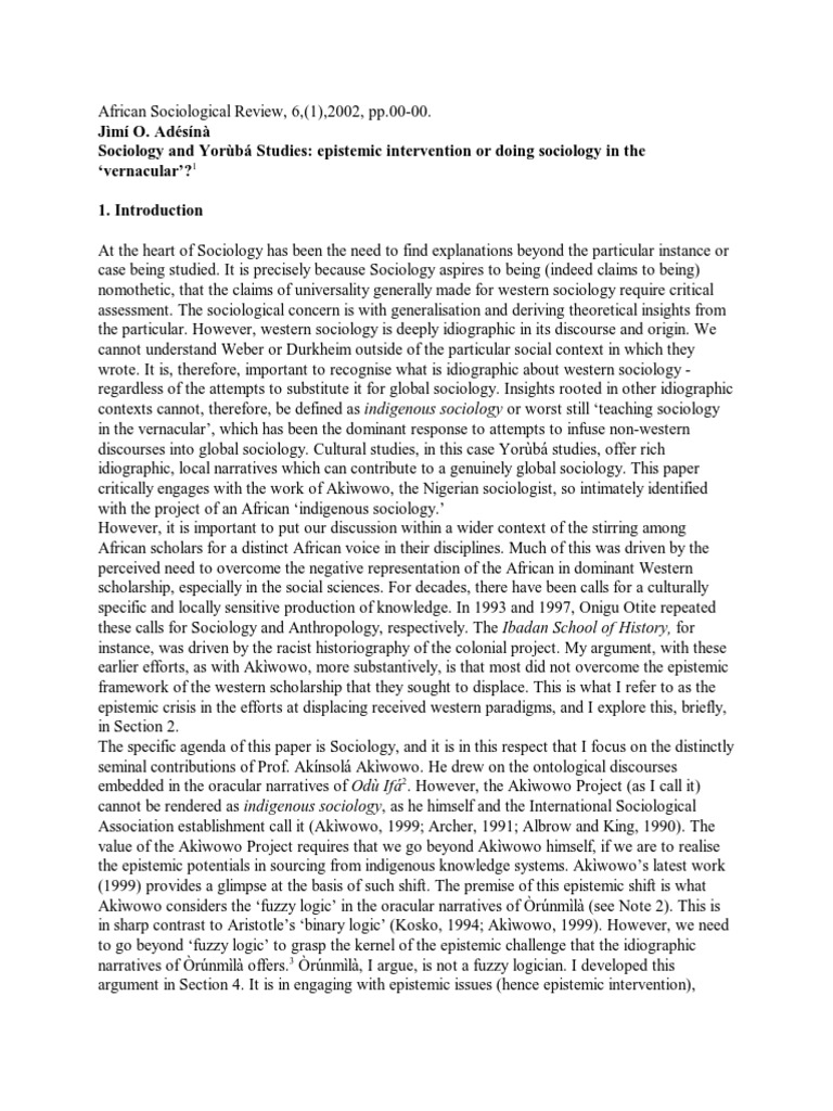 06 Jimi Adesina PDF | PDF | Sociology | Logic