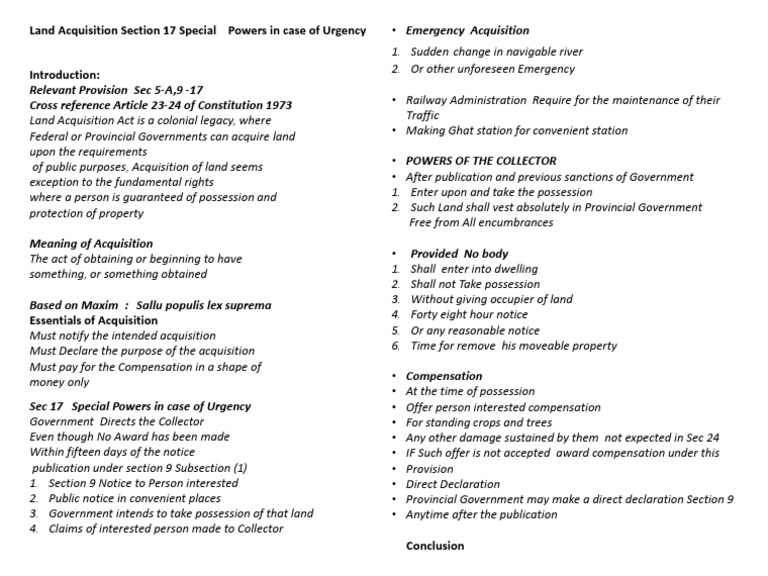 Sec 17 Special Powers Incase of Urgency | PDF | Common Law ...