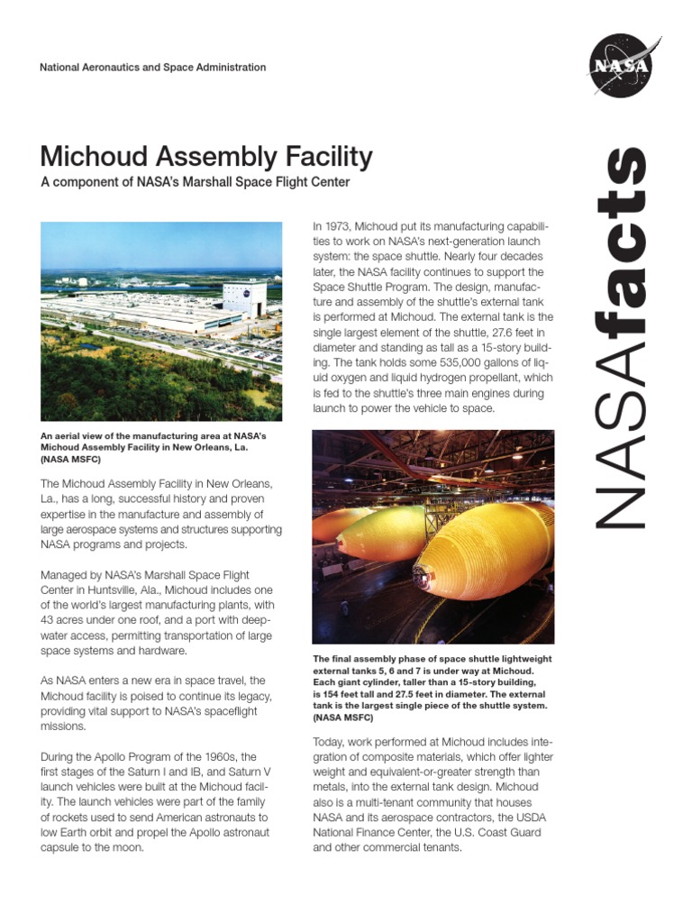 Michoud Assembly Facility Overview | PDF | Nasa | Marshall Space Flight ...