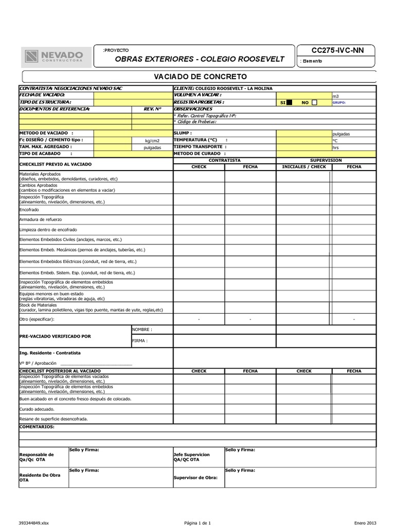 Protocollo Calidad Concreto | PDF | Hormigón | Ingeniería