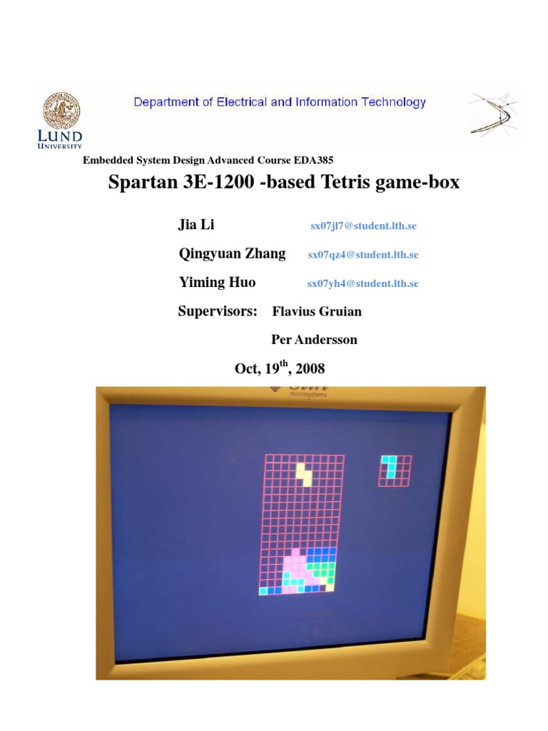 Spartan 3e 1200 Based Tetris Game Box An Embedded System Design Project Using Vhdl For A Tetris