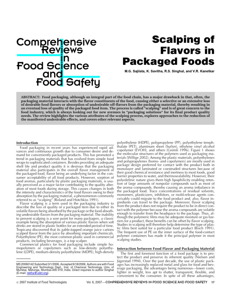 Scalping of Flavors in Packaged Foods | PDF | Polyethylene | Polymers