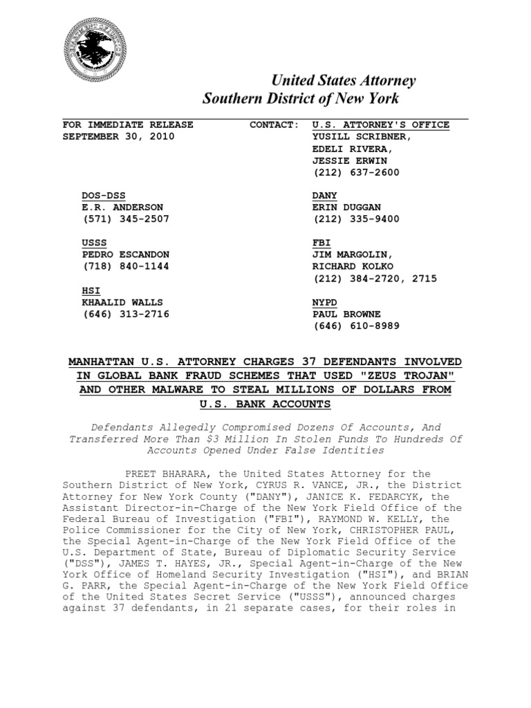 Florida Fraud Case Involving Zeus Trojan | PDF | Fraud | United States ...