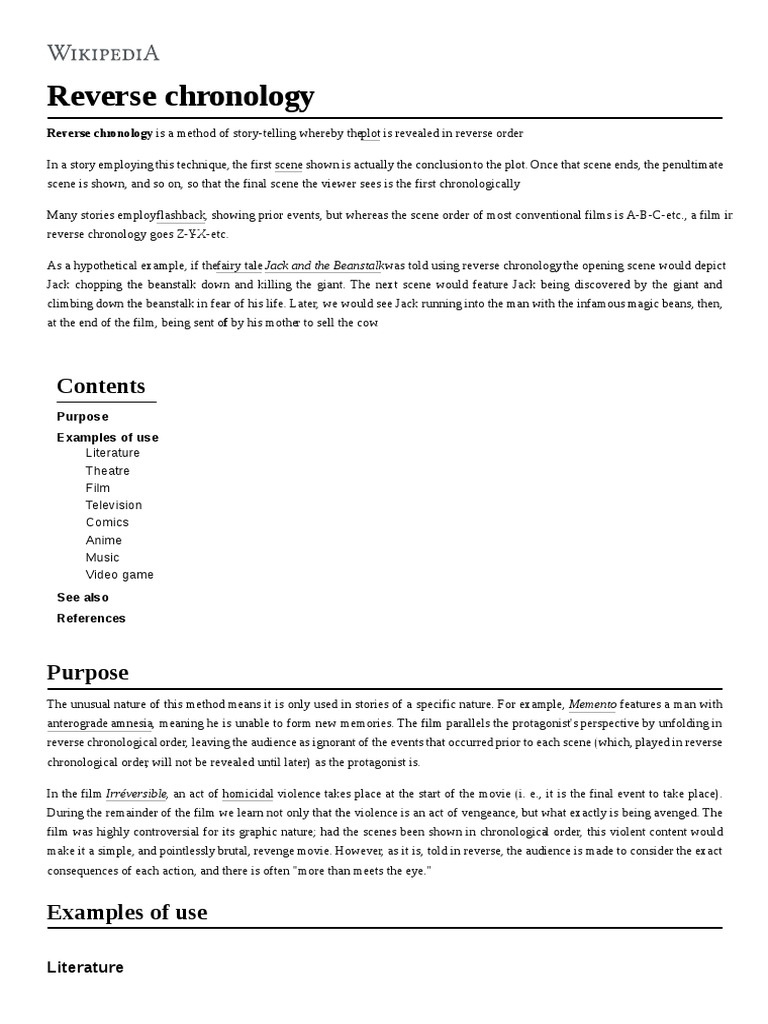 Reverse Chronology | PDF | Leisure