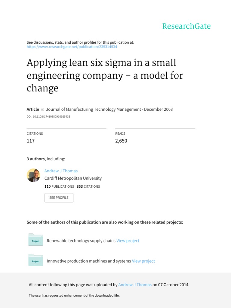 Implementing An Integrated Lean Six Sigma Model For Improved