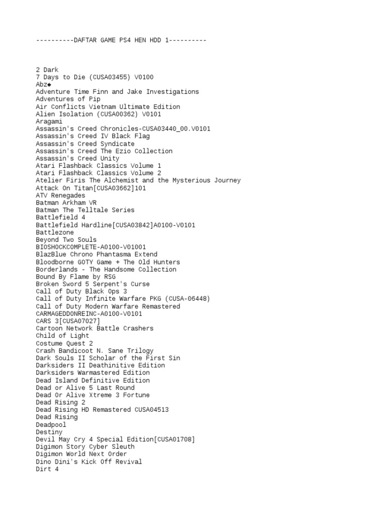 Game PS4 Hen Note | PDF