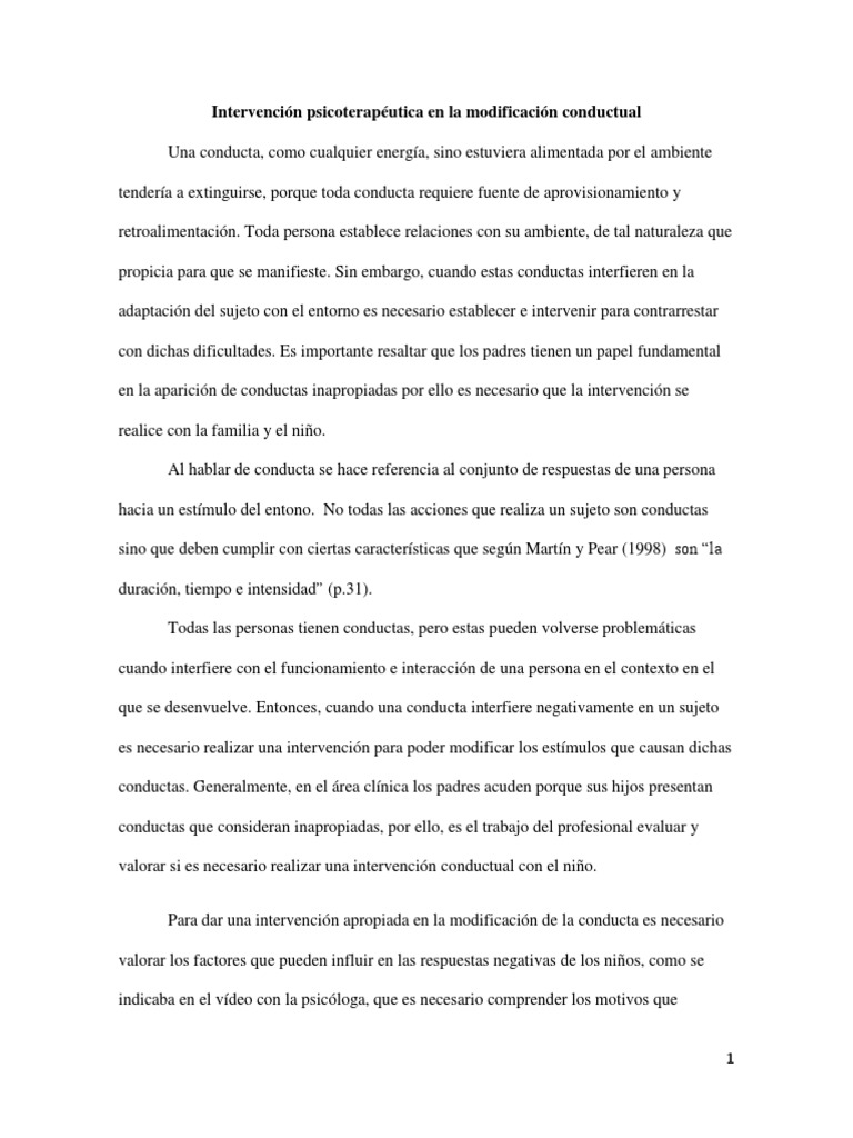 Ensayo Modificacion de Conducta | Comportamiento | Modificación de ... Ensayo Modificacion de Conducta | Comportamiento | Modificación de ...