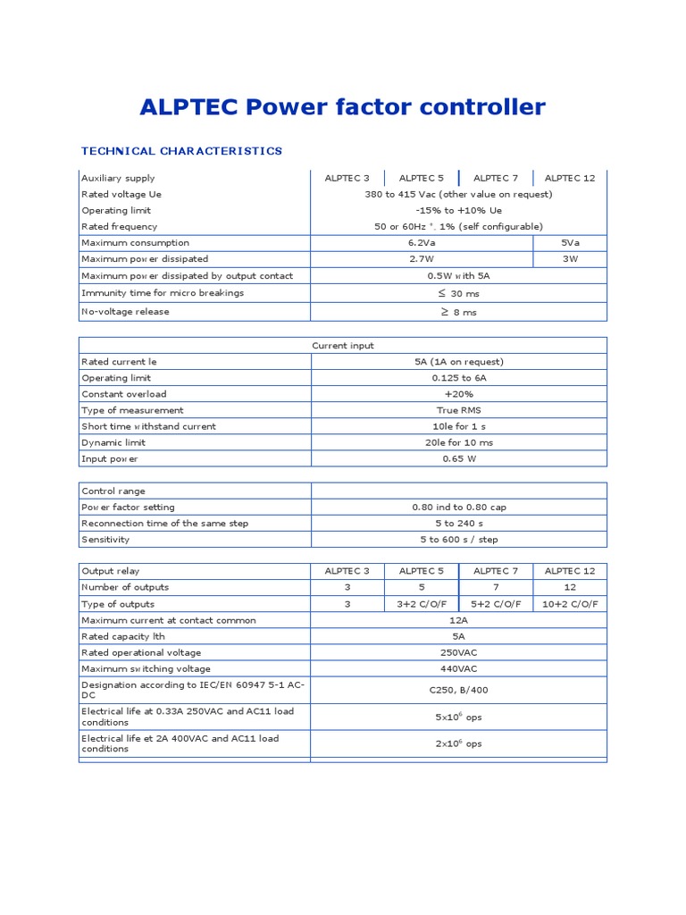 ALPTEC Power Factor Controllee1 PDF | PDF | Relay | Components