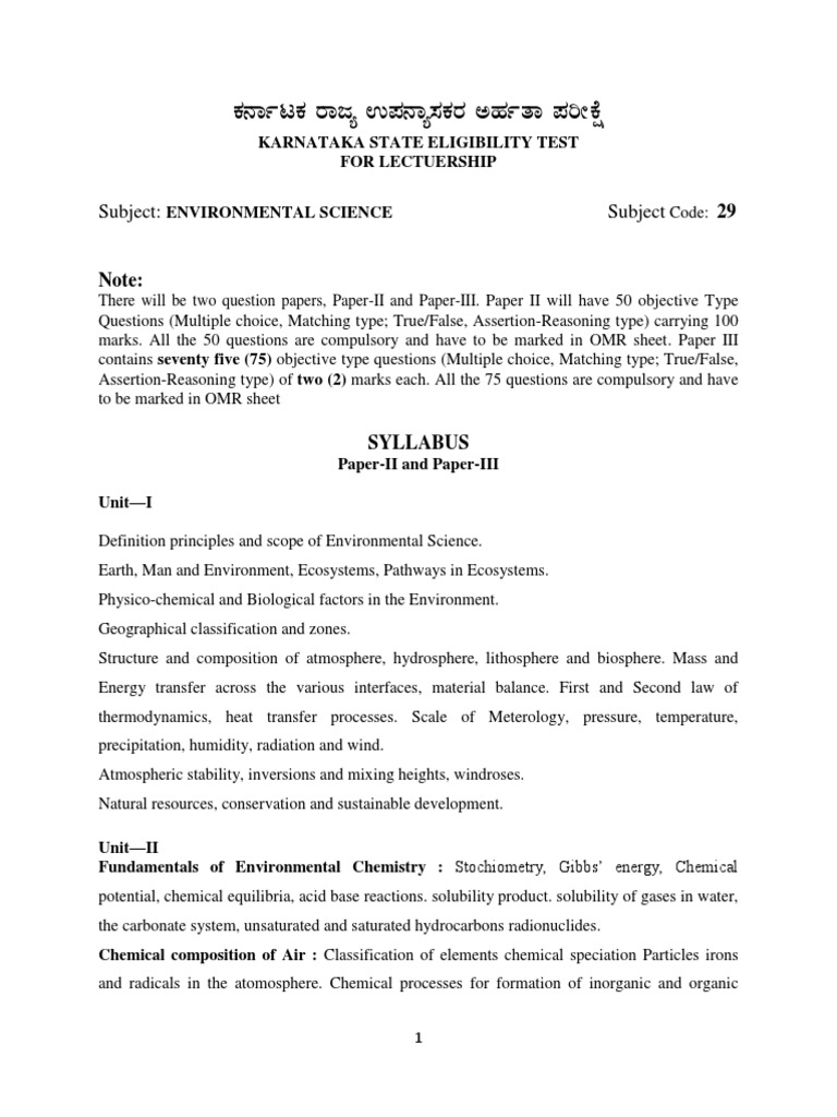 KSET Environmental Science Practice Test | PDF | Ecology | Water Pollution