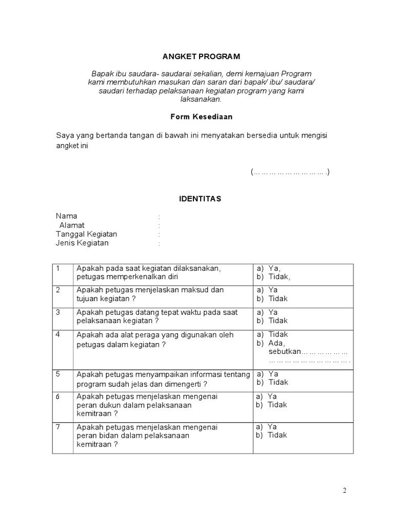 Angket Program KBD | PDF