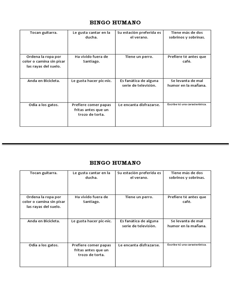 Bingo Humano | PDF
