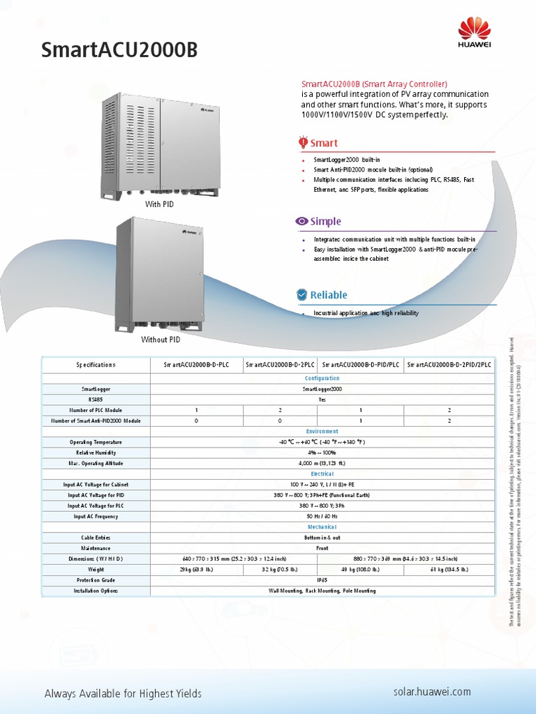Huawei Smart Logger 2000 Datasheet | Programmable Logic Controller ...