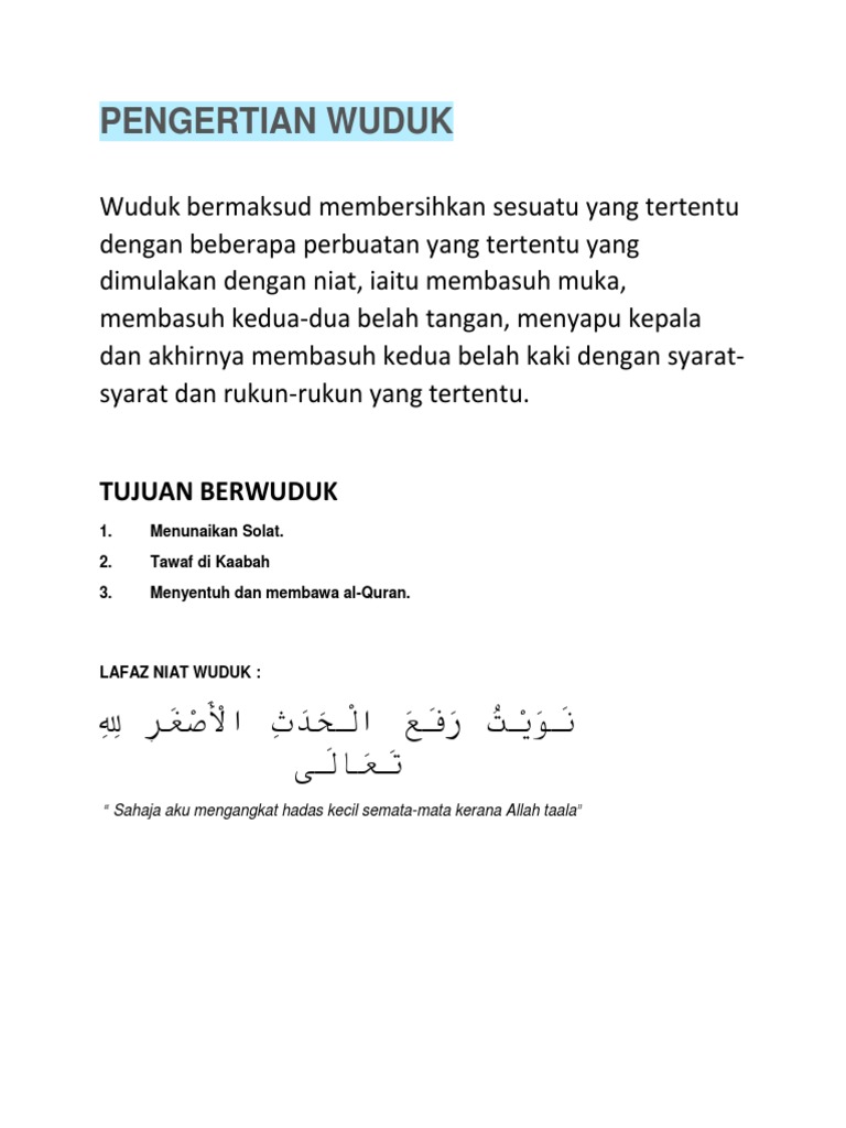 Pengertian Wuduk | PDF