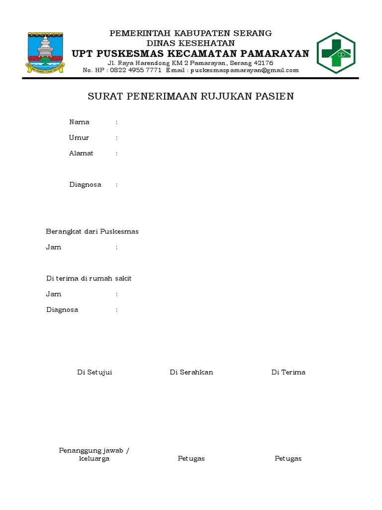 Format Surat Penerimaan Rujukan Pasien | PDF