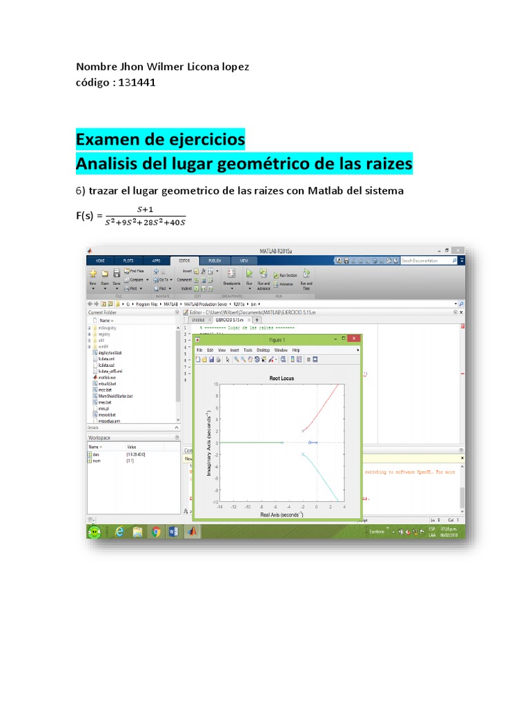 Ejercicios Resueltos en Matlab Analisis Geometrico de Las Raizes | PDF