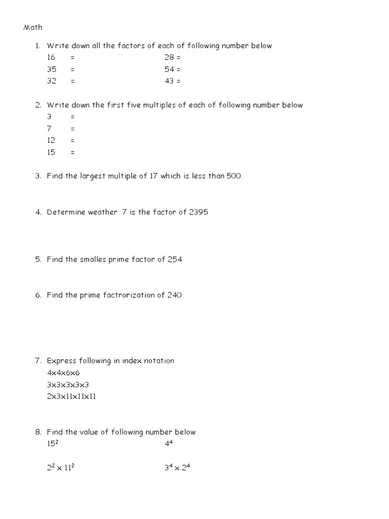 Math Prime Factor | PDF