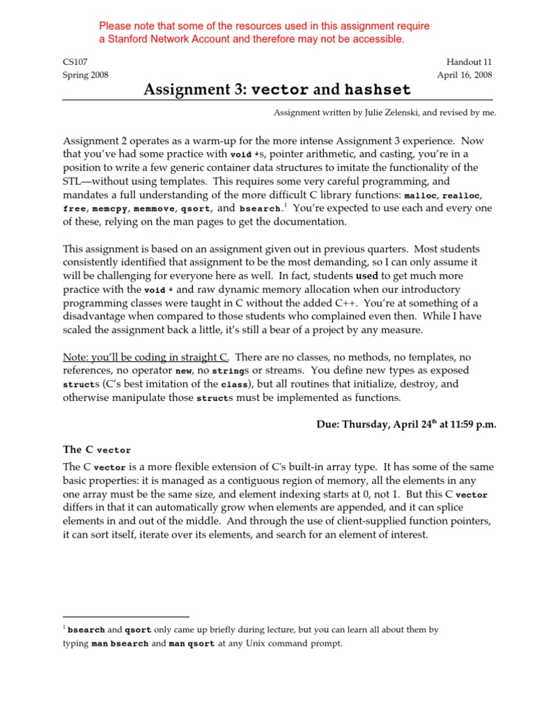 Assignment 3: Vector and Hashset | PDF | Array Data Structure | C ...