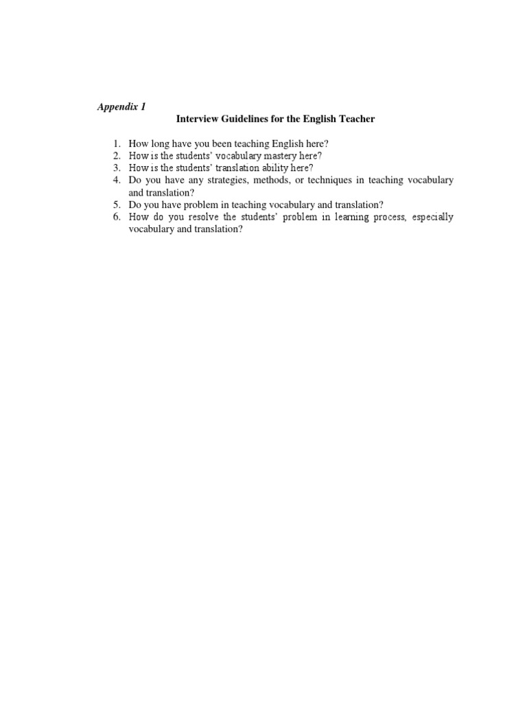 Appendix 1 Guideline Interview | PDF
