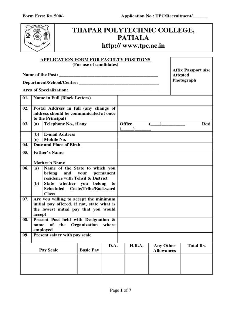 TPC Application Form | PDF | Thesis | Doctor Of Philosophy