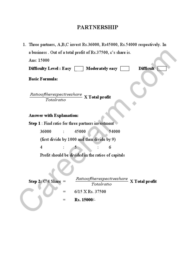 Partnership Problems With Solutions2 PDF | PDF | Partnership | Investing