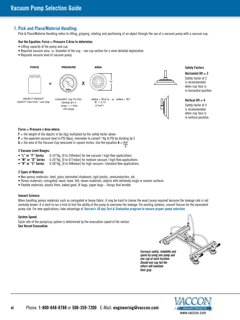 Vaccon Pump Selection Guide | PDF | Atmospheric Pressure | Vacuum