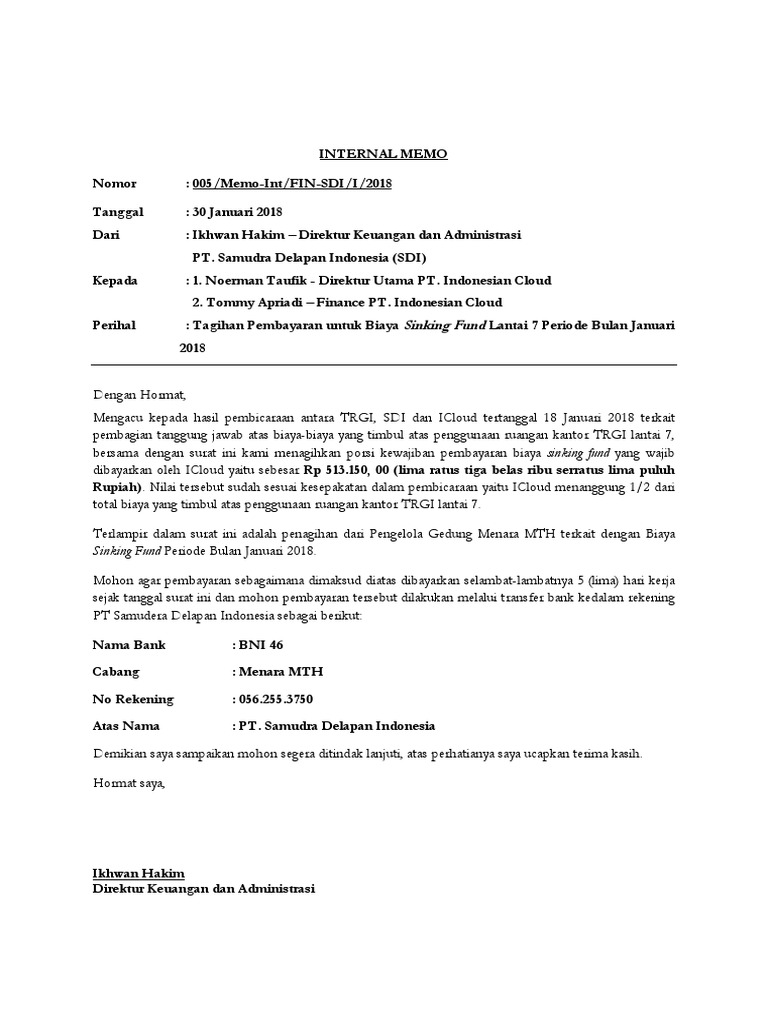 8 MEMO INTERN UCS Biaya Listrik Des 17 | PDF