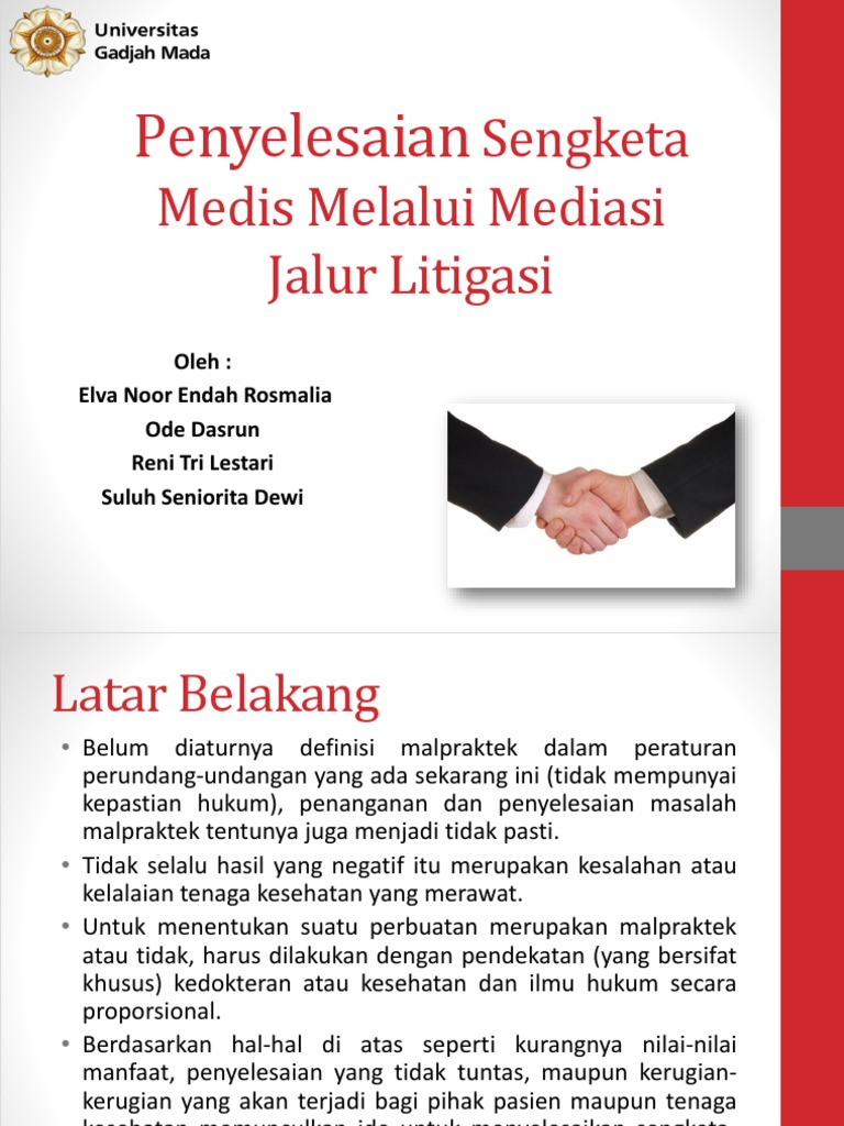 Penyelesaian Sengketa Medis Melalui Mediasi