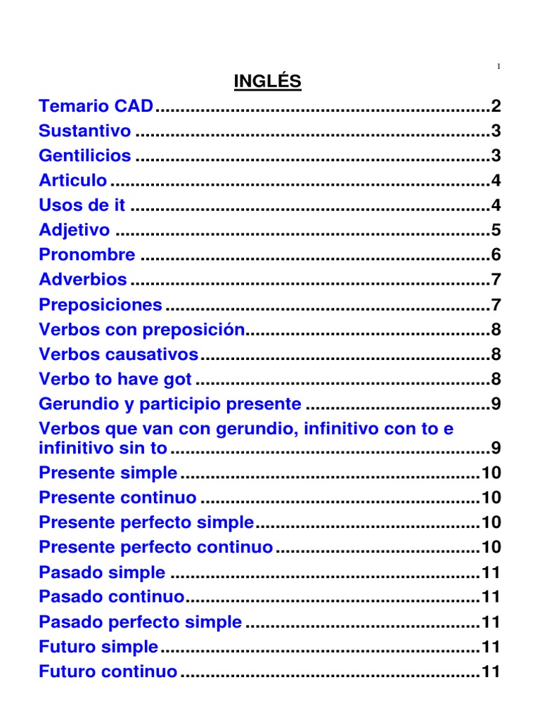 Gramática Inglesa Resumida | PDF | Verbo | Adverbio