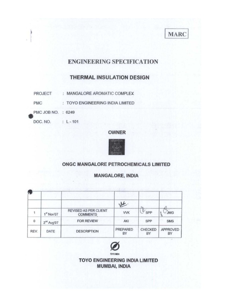 Thermal Insulation Design Specification | PDF | Thermal Insulation | Screw