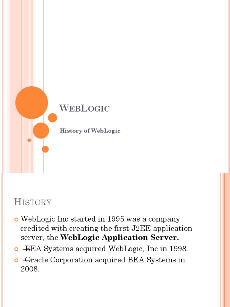 Eb Ogic: History of Weblogic | PDF | Enterprise Java Beans | Java Platform