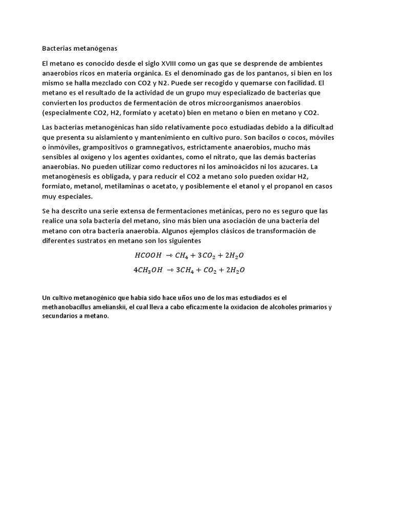 Bacterias Metanógenas | PDF