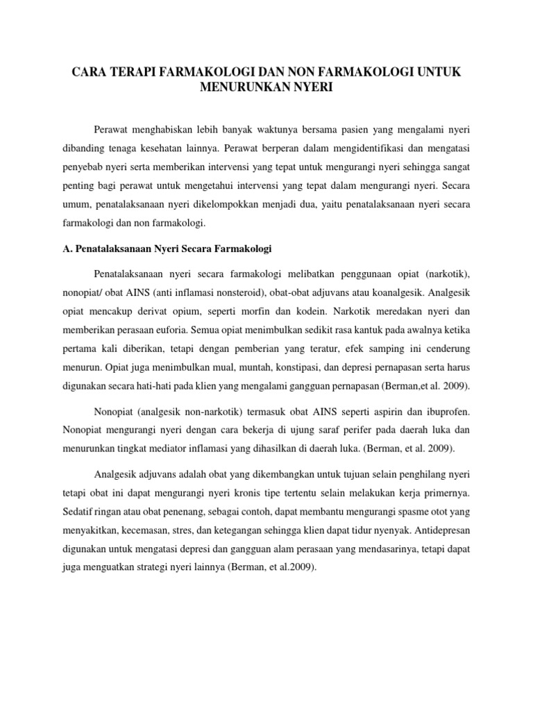 Cara Terapi Farmakologi Dan Non Farmakologi Untuk Menurunkan Nyeri | PDF