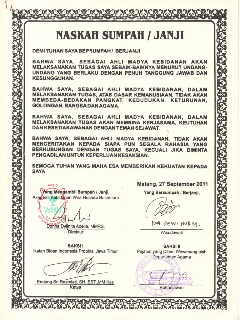 Naskah Sumpah Janji PDF | PDF