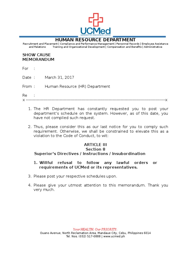 Schedule Memo | PDF