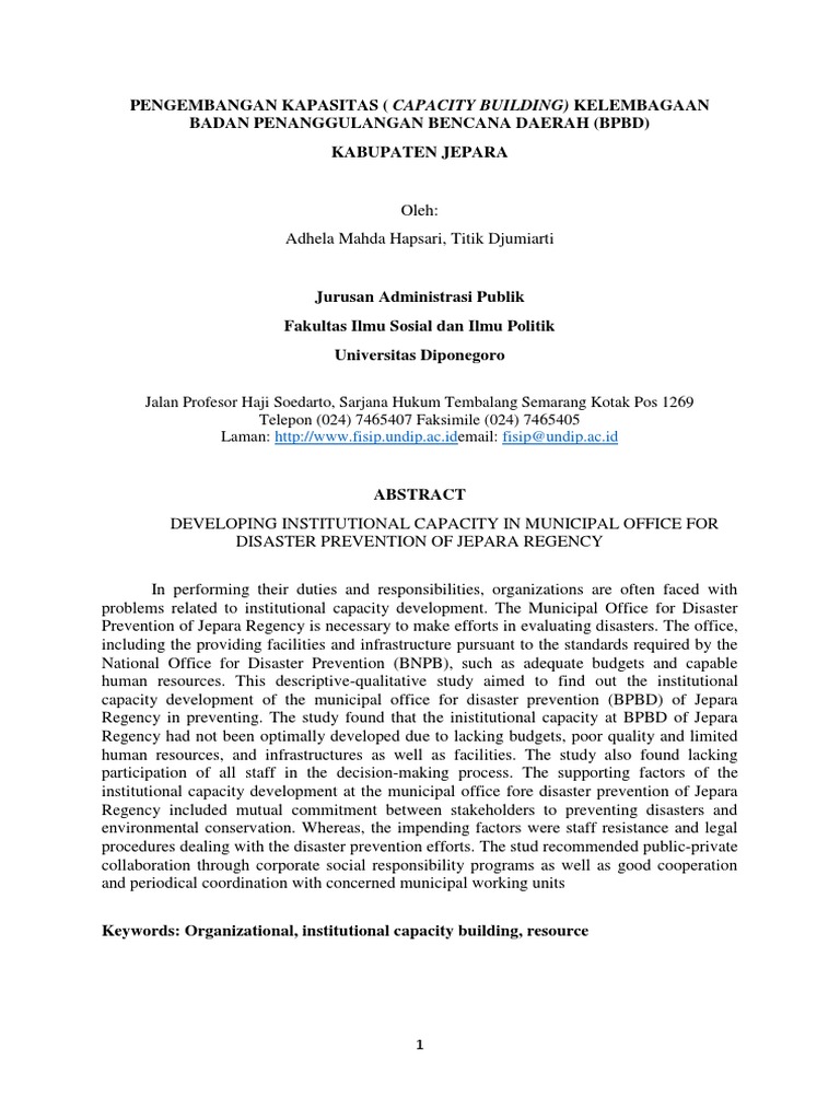 ID Pengembangan Kapasitas Capacity Building | PDF