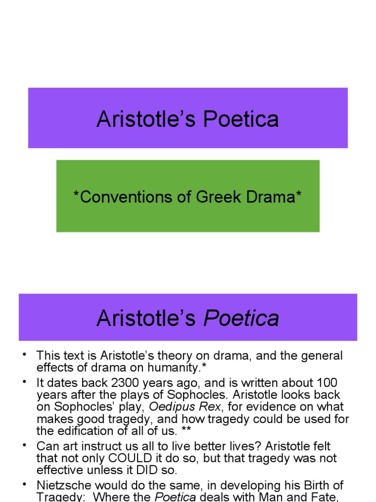 Aristotle's Poetica: Conventions of Greek Drama | PDF | Tragedy | Theatre