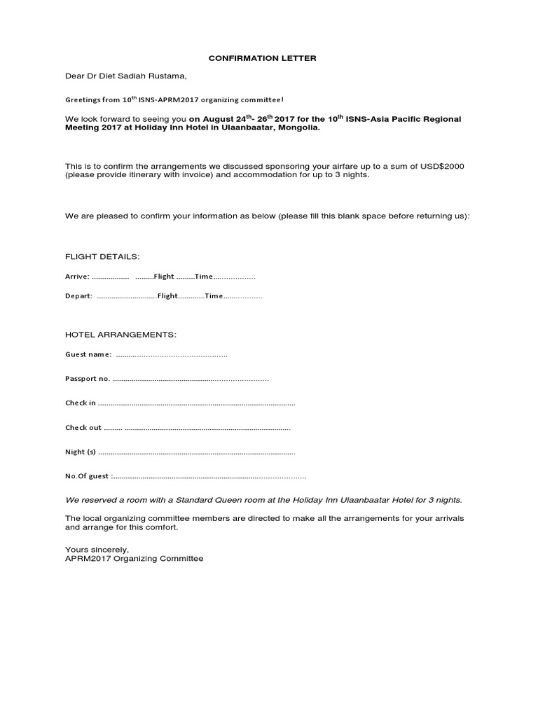 Confirmation Letter: We Reserved A Room With A Standard Queen Room at ...