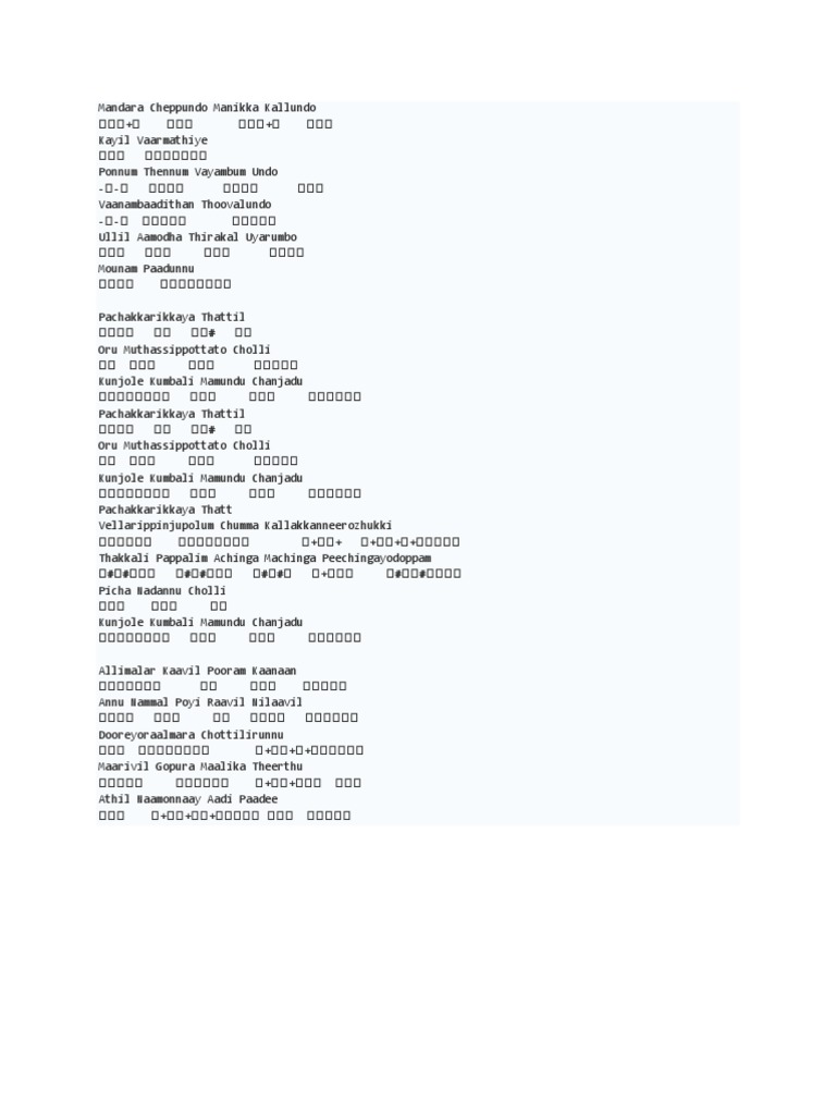 Mandara Cheppundo Manikka Kallundo | PDF