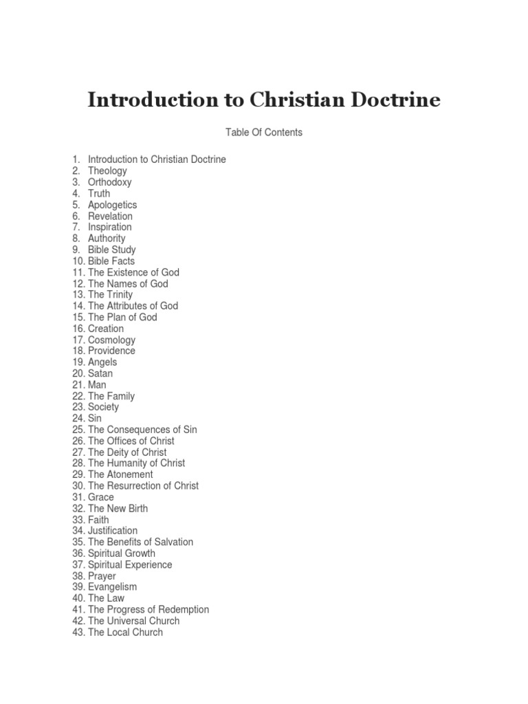 Introduction To Christian Doctrine - Sunday School Lessons | PDF ...