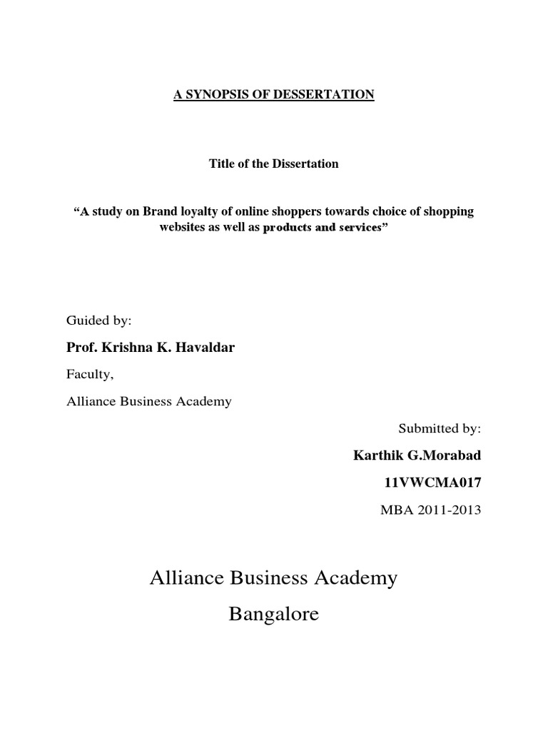 Karhik G.morabad Synopsis Desertation | PDF | Online Shopping | E Commerce
