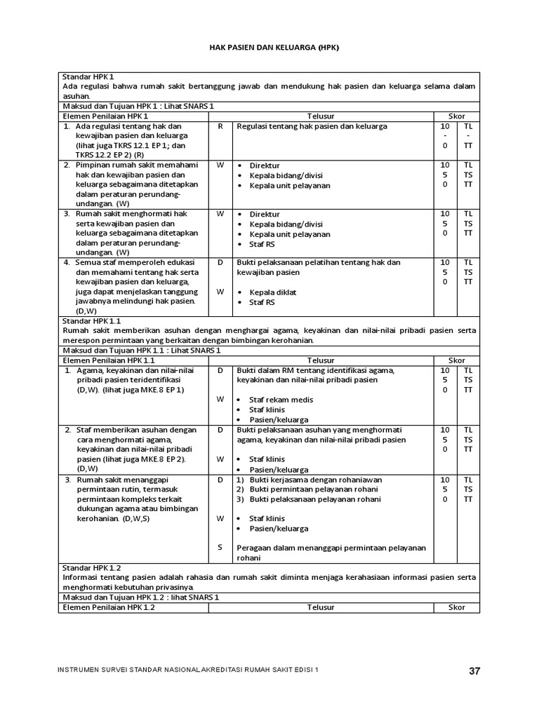 Instrumen Snars HPK PDF | PDF
