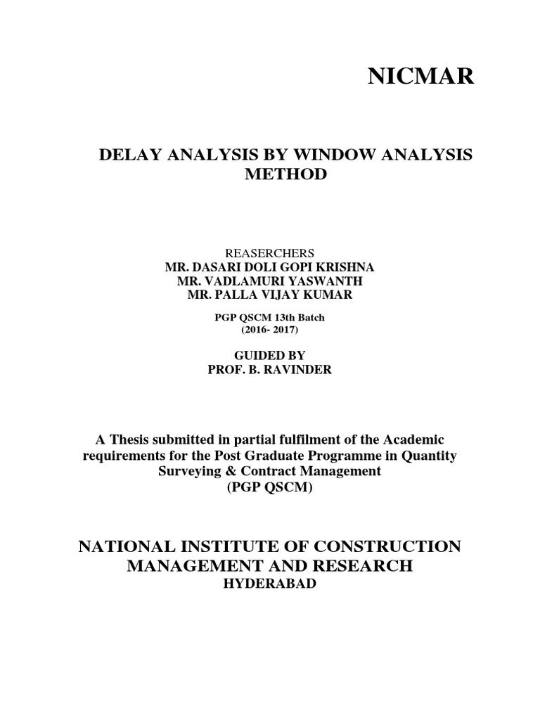 Analysis of Delays in the Construction of a 2x800MW Thermal Power Plant ...