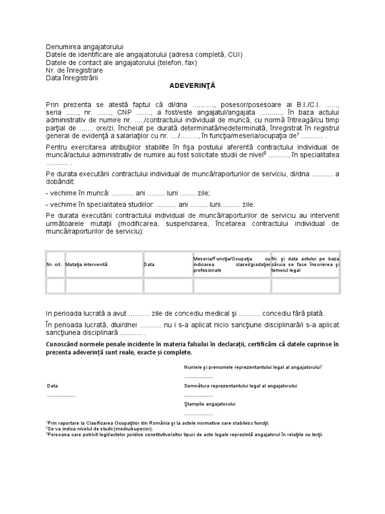 Adeverinta Salariat | PDF