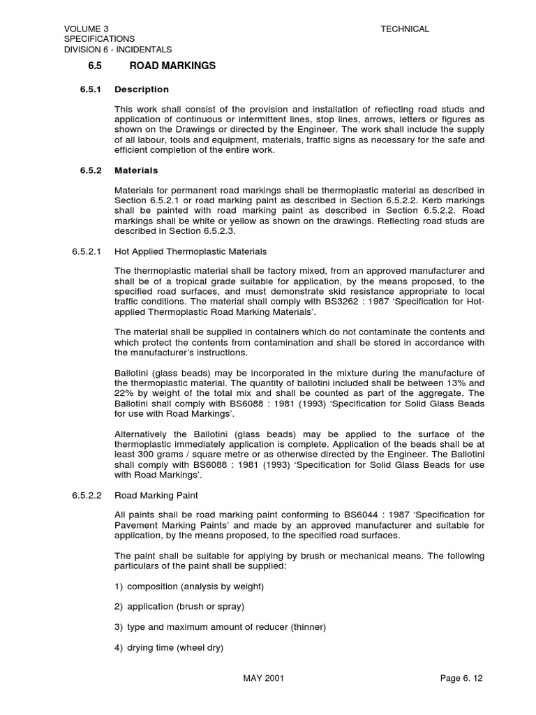 Road Markings Specs | Download Free PDF | Paint | Road